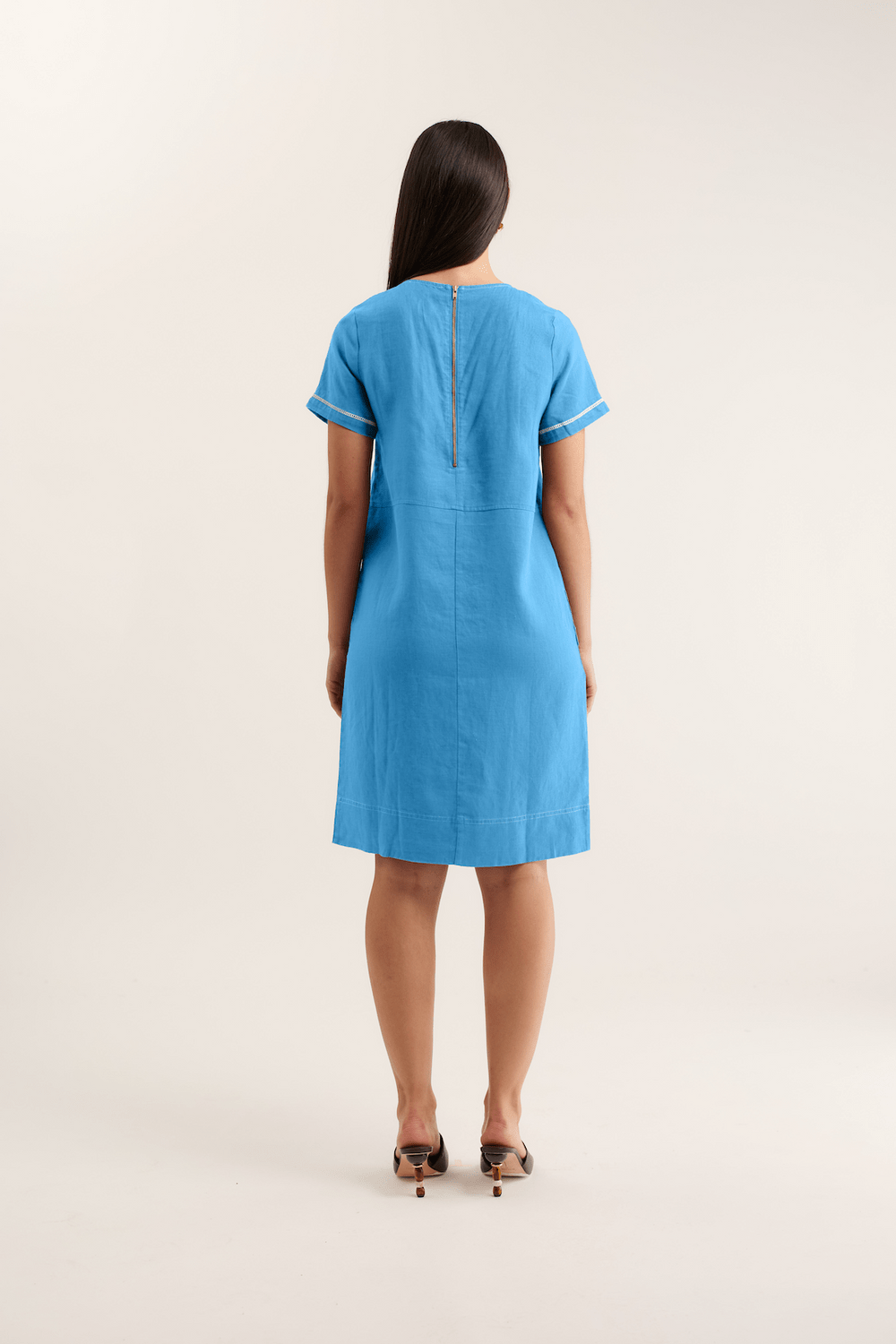 Alessandra Chiara Linen Dress - Cornflower - Sarah Gabrielle
