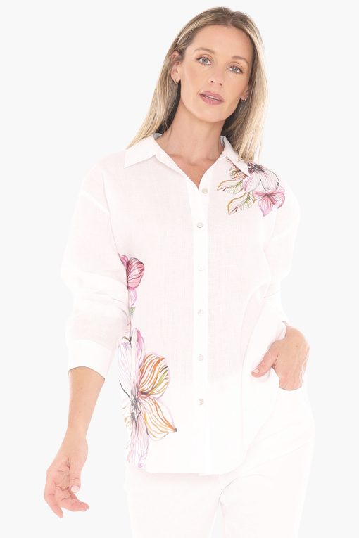 Jump Floraline Shirt - White - Sarah Gabrielle